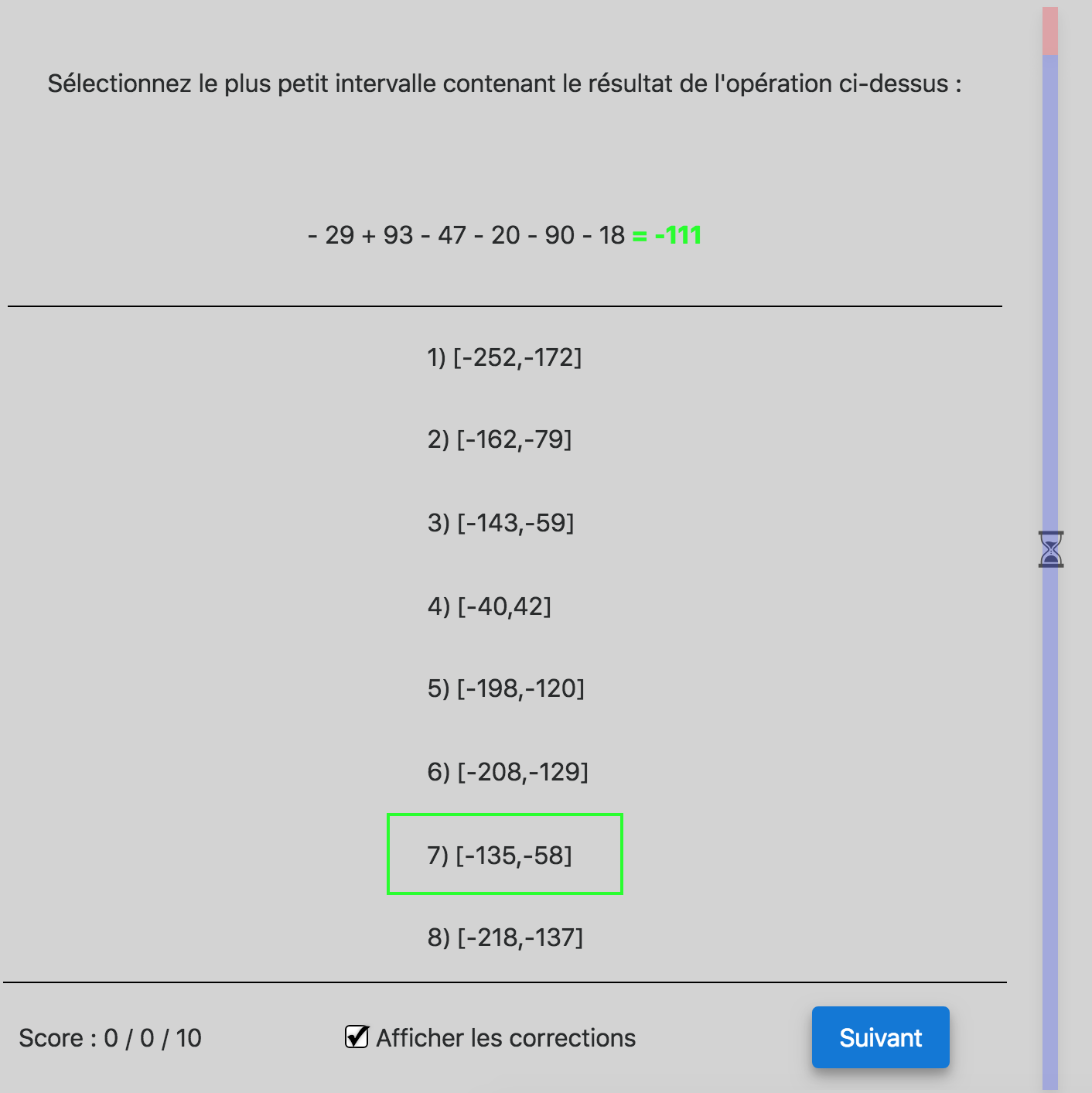 Test de calcul mental 2