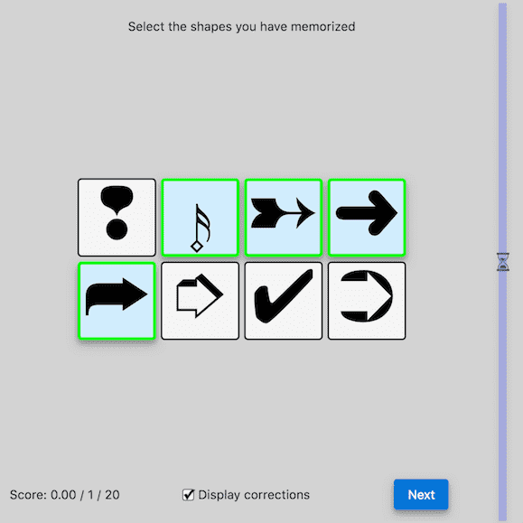 CUT-E - short-term memory test